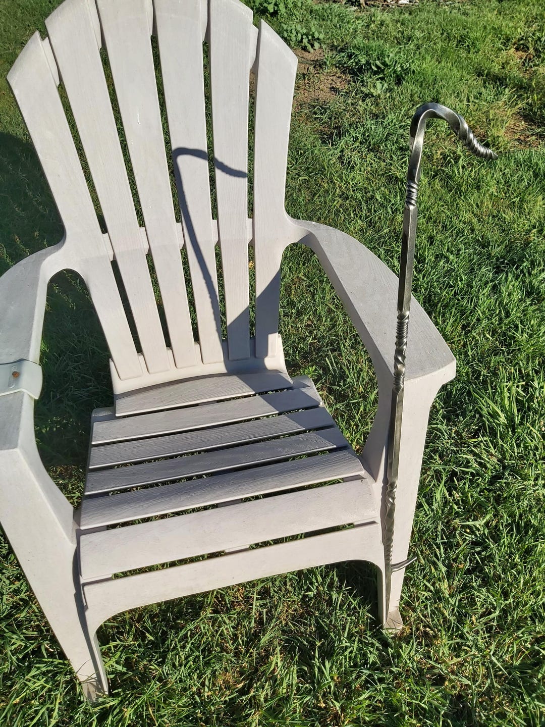 Cane Handle W Hook, Forged Fire Poker, Firepit, Fireplace, Steel Art ...