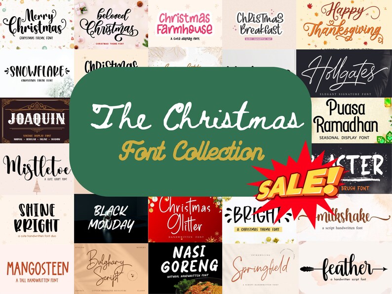 Christmas Font Collection Bundle, 50 Premium Fonts, Christmas Fonts ...