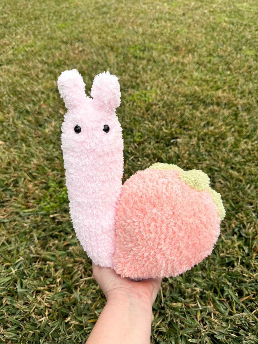 READY TO SHIP- Large Strawberry Snail Plush Fluffy Stuffed Animal ...