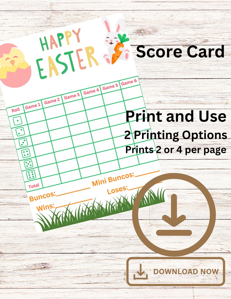 Easter Bunco Score Sheets, April Bunco, Happy Easter Bunco Night ...