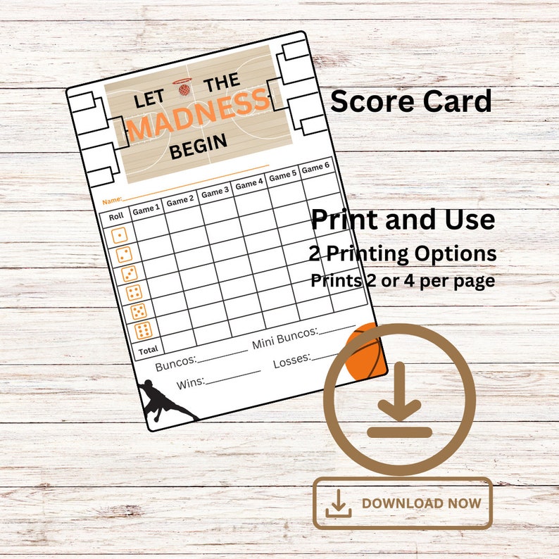 March Madness Score Sheet, March Bunco Night, Tally Sheet, Table Marer ...