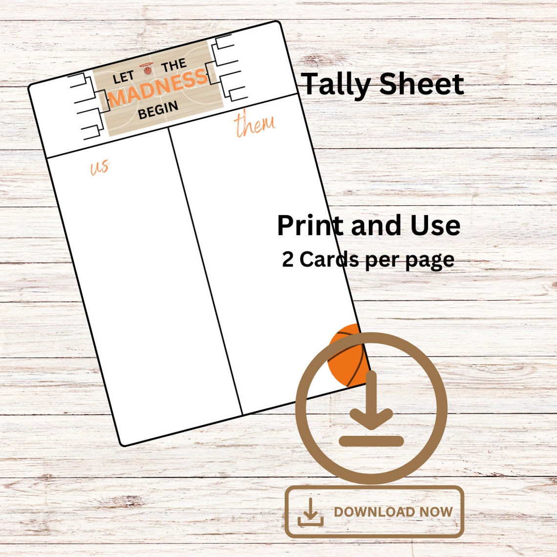 March Madness Score Sheet, March Bunco Night, Tally Sheet, Table Marer ...