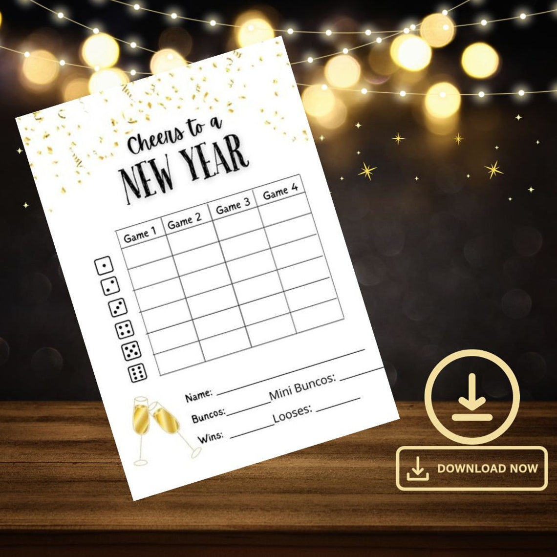 New Year Bunco Score Sheet, January Bunco Sheet, 2024 Bunco Score Card ...