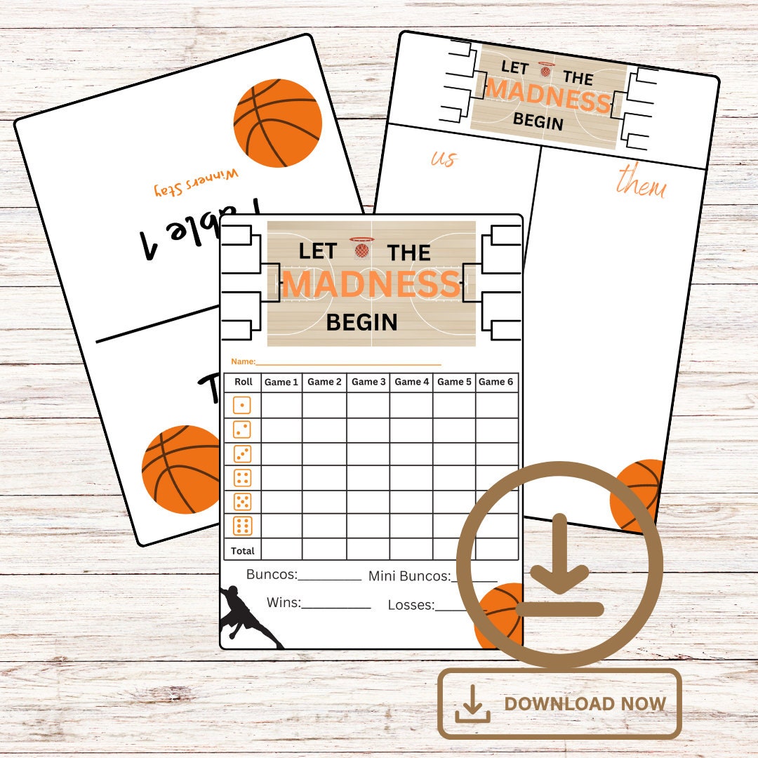 March Madness Score Sheet, March Bunco Night, Tally Sheet, Table Marer ...