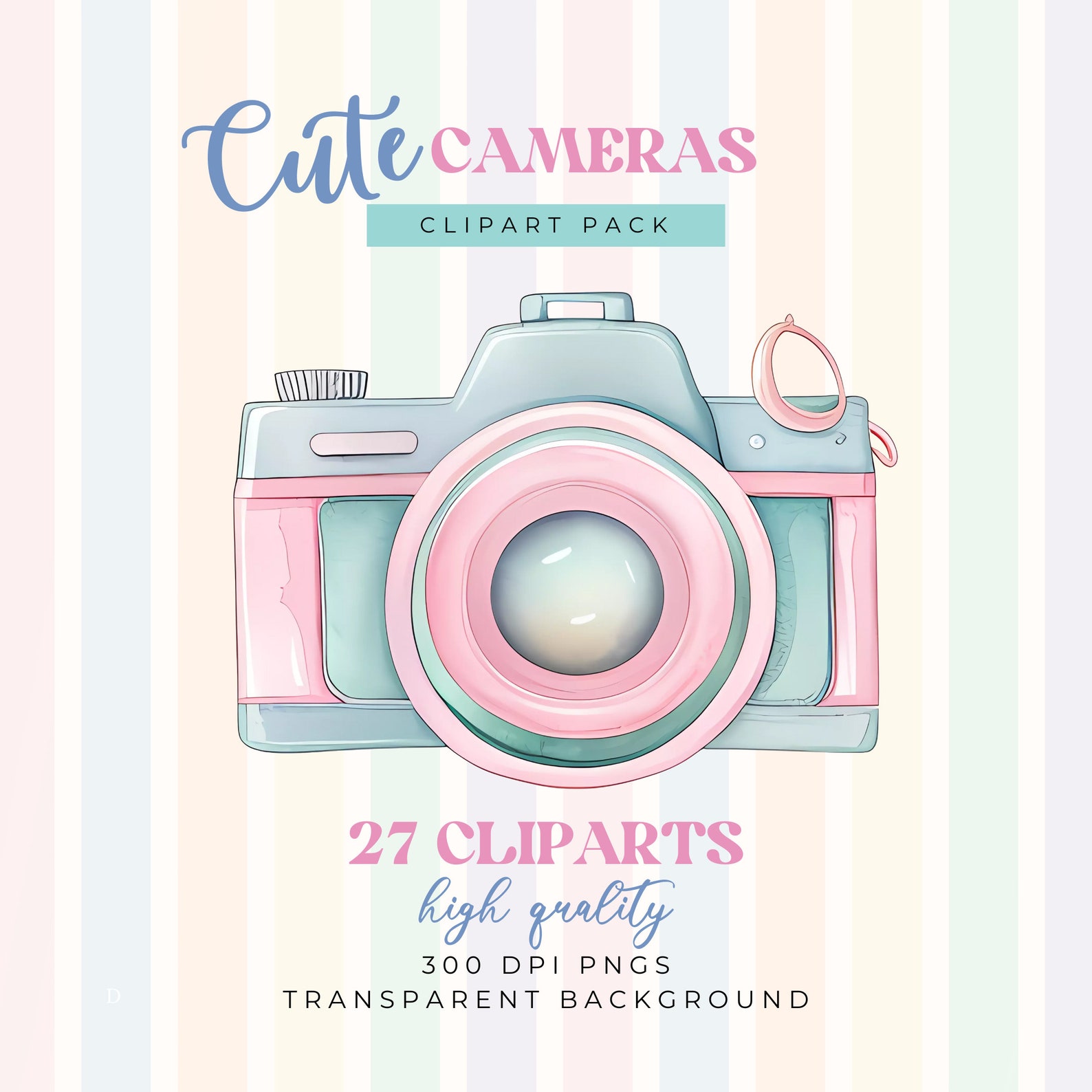 Vintage Camera Clipart Set, Polaroid Watercolor Kawaii Photography ...