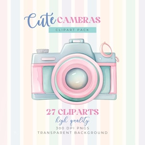Vintage Camera Clipart Set, Polaroid Watercolor Kawaii Photography ...