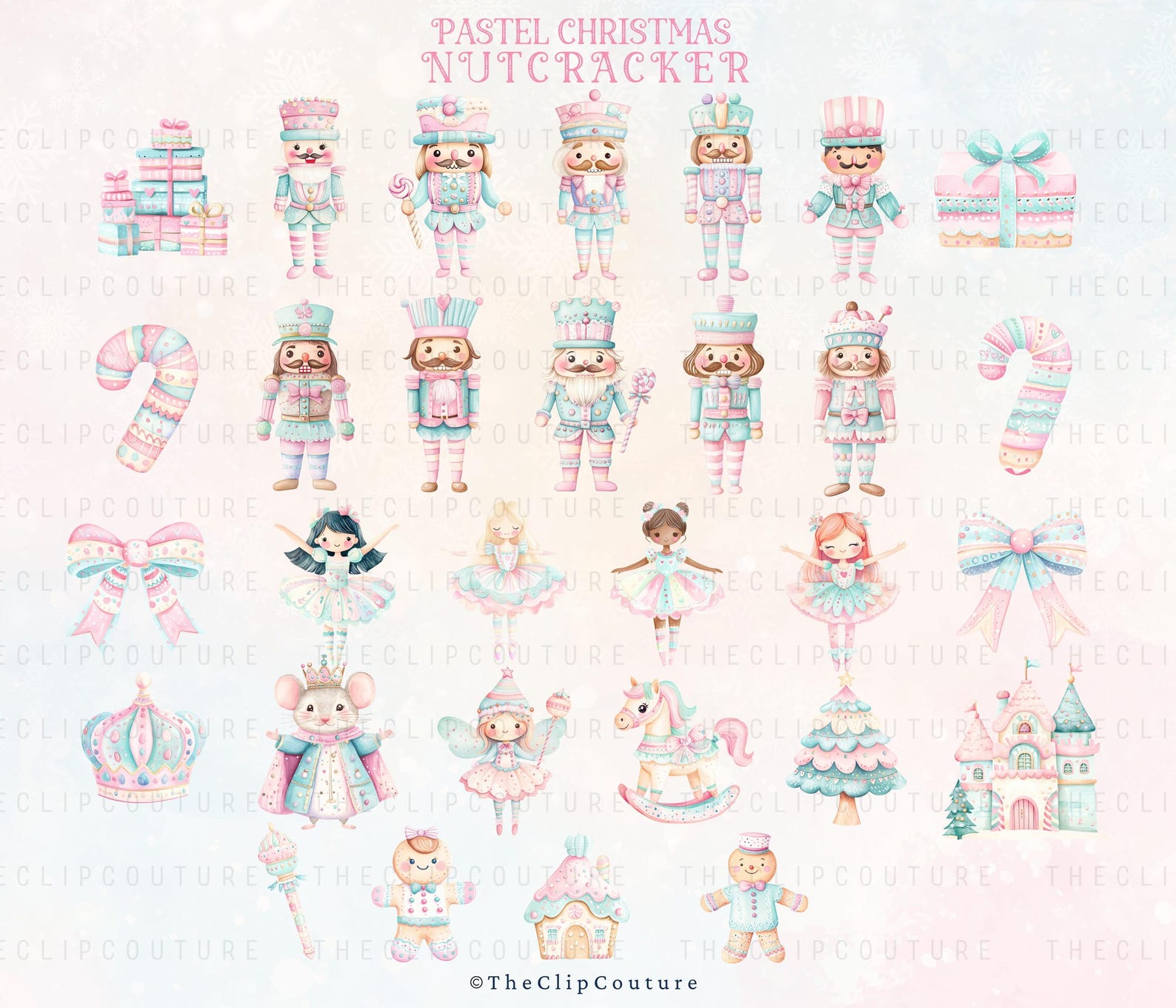 Pastel Christmas Clipart Bundle, Nutcracker PNG, Candyland Clipart ...
