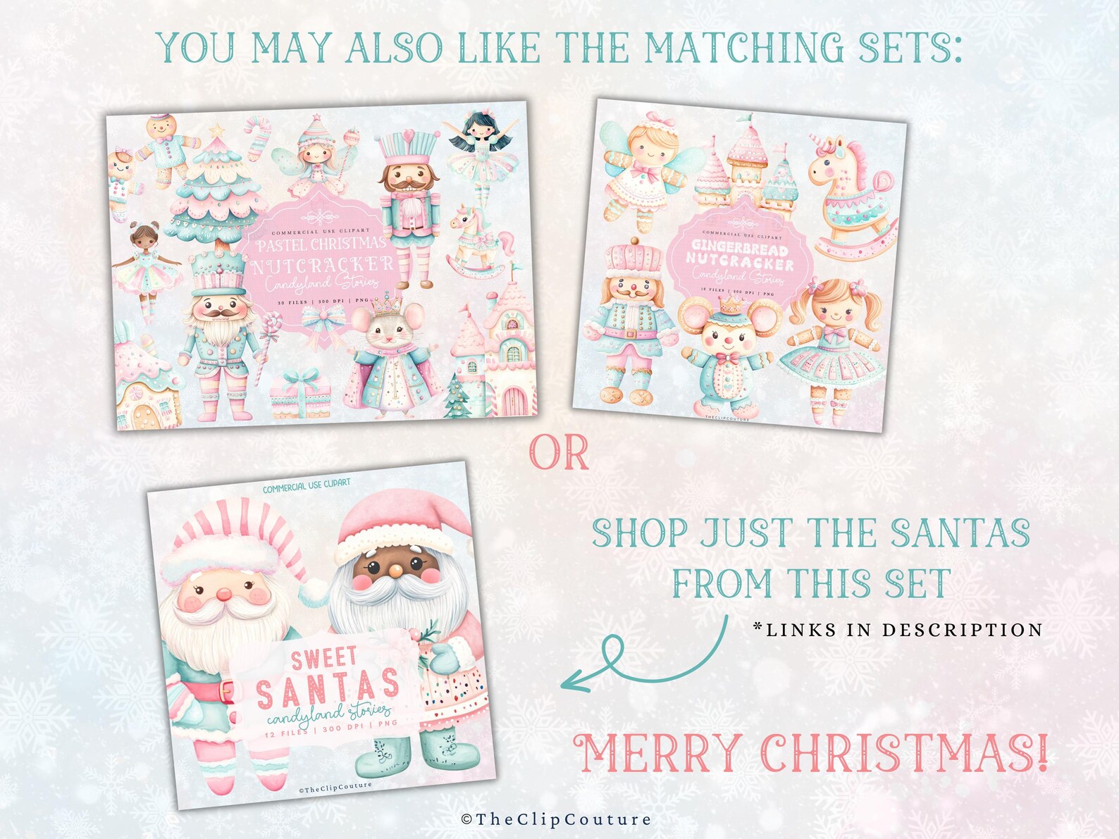 Pastel Christmas Clipart, Candyland Cute Watercolor, Nutcracker PNG ...