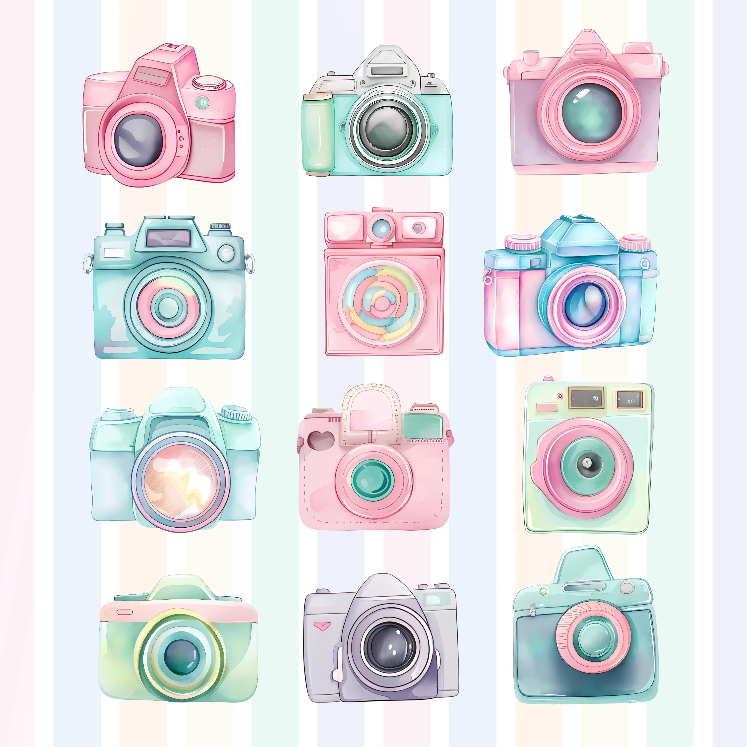 Vintage Camera Clipart Set, Polaroid Watercolor Kawaii Photography ...