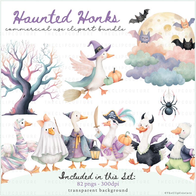 Halloween Goose Clipart, Cute Spooky Geese PNG, Silly Goose Halloween ...