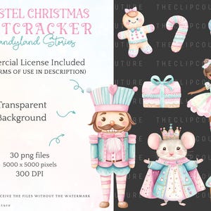 Nutcracker Christmas Clipart, Candyland Pastel Clipart, Christmas ...