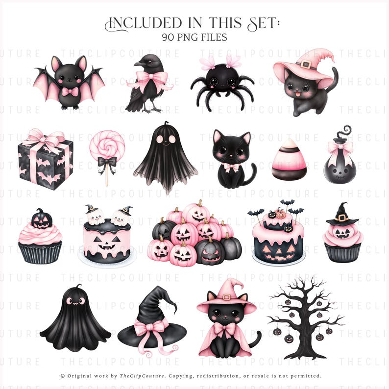 Cute Ghost Halloween Clipart, Pink Halloween Clipart, Pastel Watercolor ...