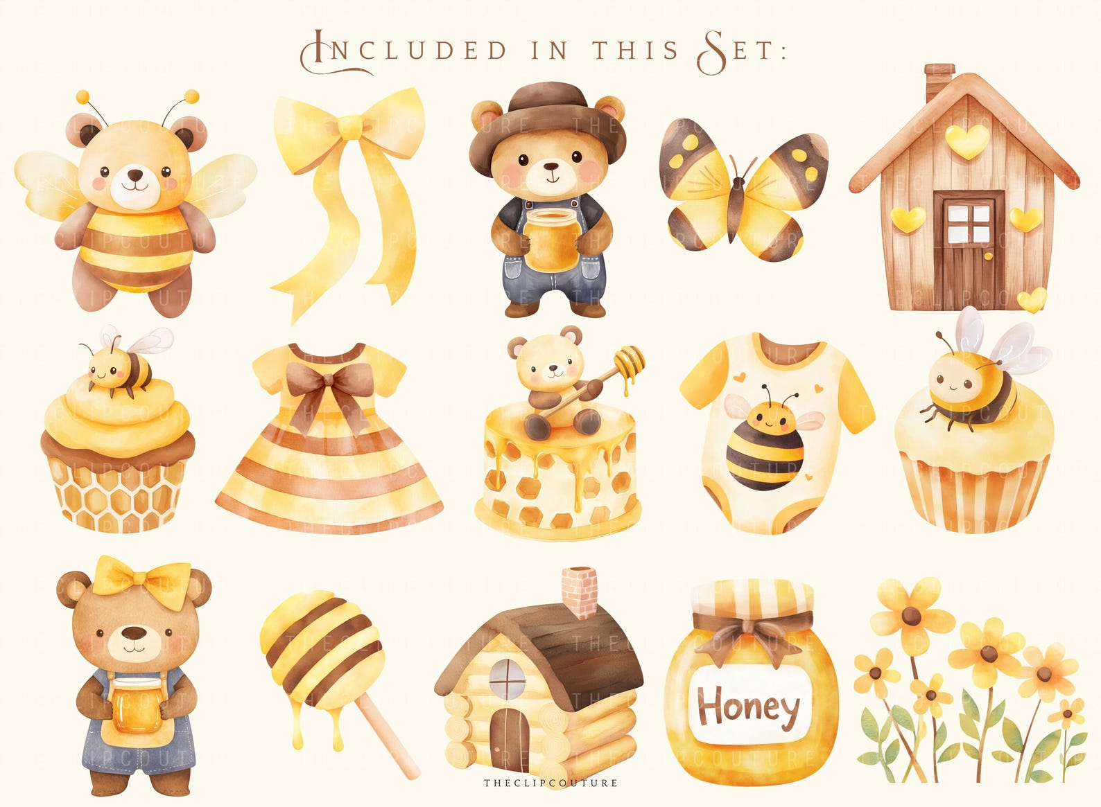 Bee and Bear Clipart, Honey Bear Graphics PNG, Bumble Bee Honey Nursery ...
