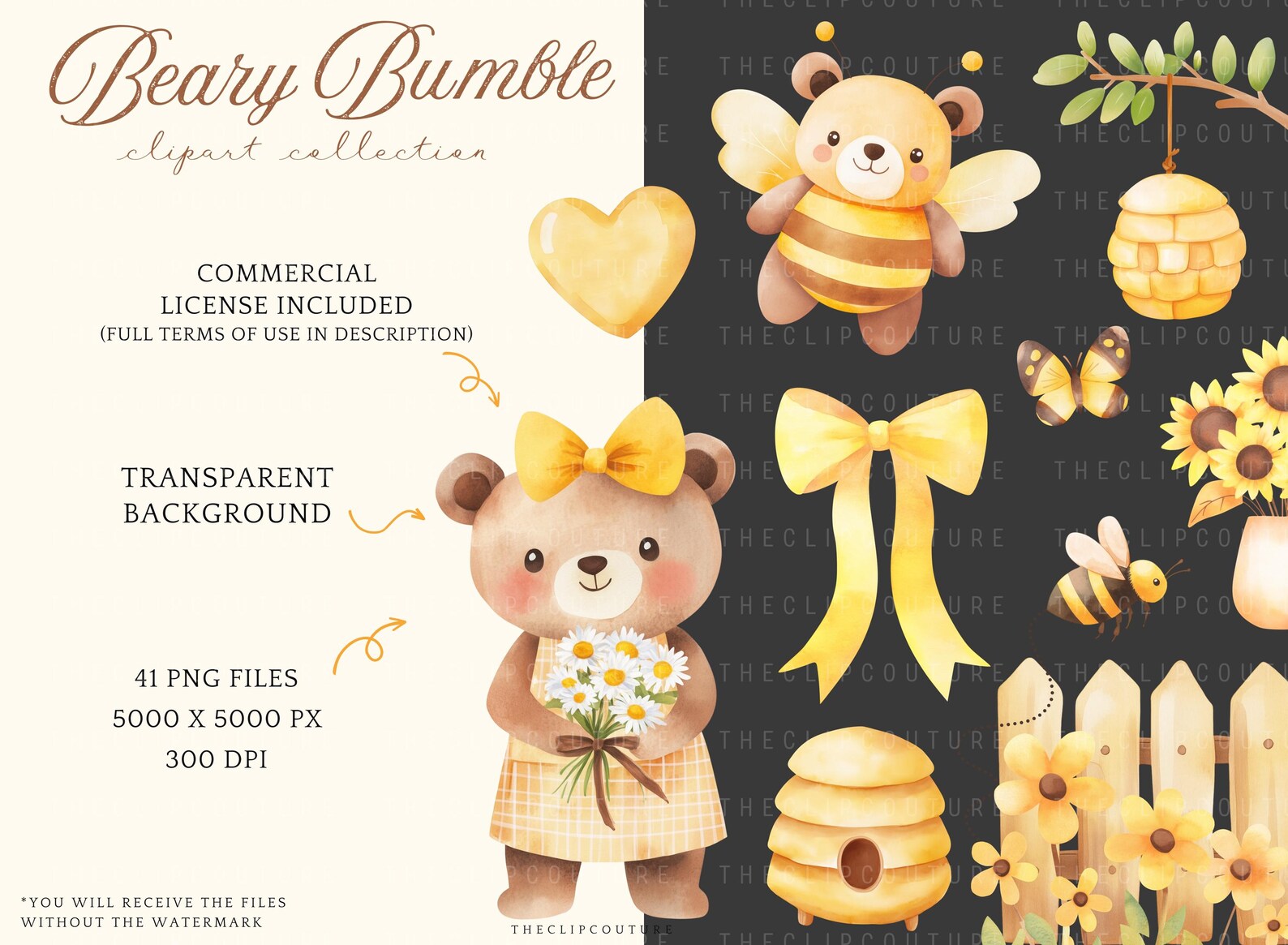 Bee and Bear Clipart, Honey Bear Graphics PNG, Bumble Bee Honey Nursery ...
