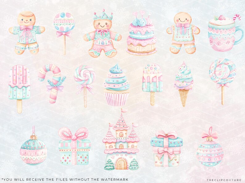 Pastel Christmas Clipart, Candyland Cute Watercolor, Nutcracker PNG ...