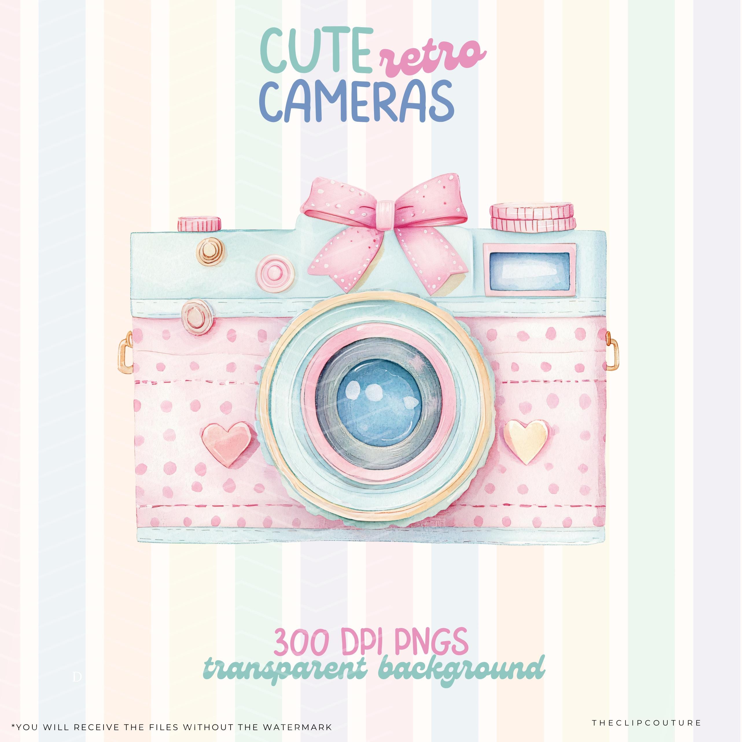 Vintage Camera Clipart, Retro Watercolor Camera PNG, Kawaii Cameras ...