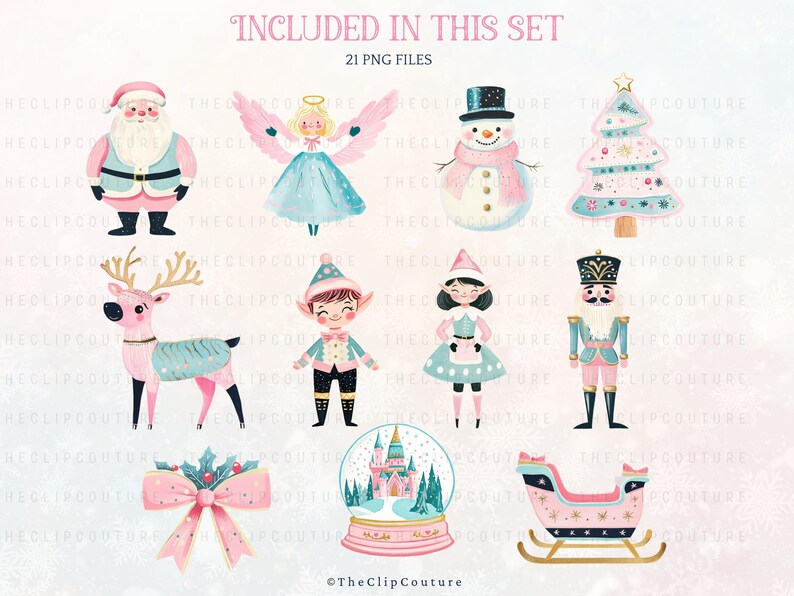 Pastel Christmas Clipart, Pink Christmas PNG, Gingerbread Cookie ...