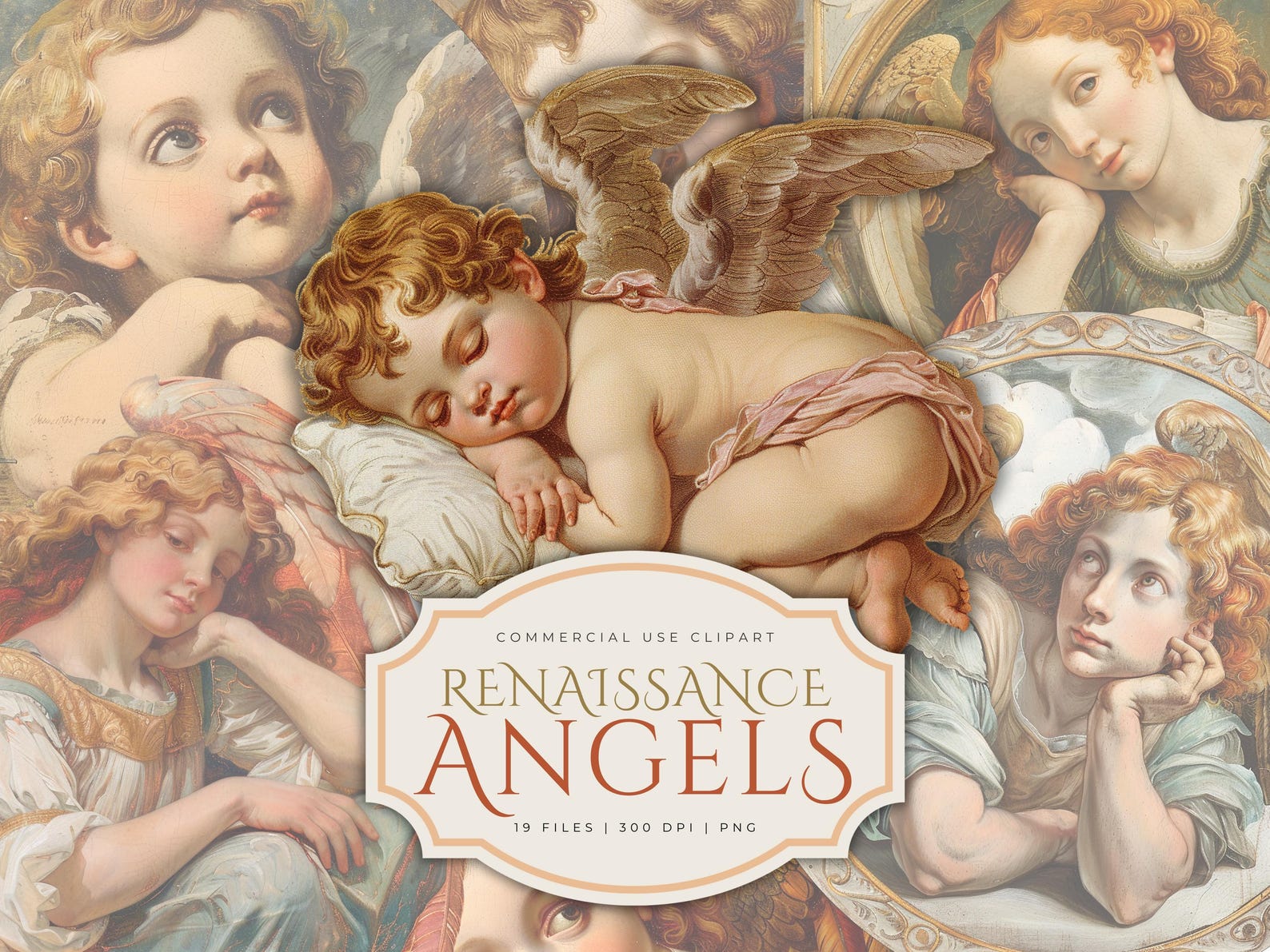 Renaissance Angels Clipart, Vintage Baby Angels, Antique Michelangelo ...