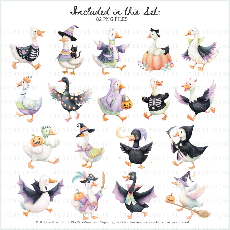 Halloween Goose Clipart, Cute Spooky Geese PNG, Silly Goose Halloween ...