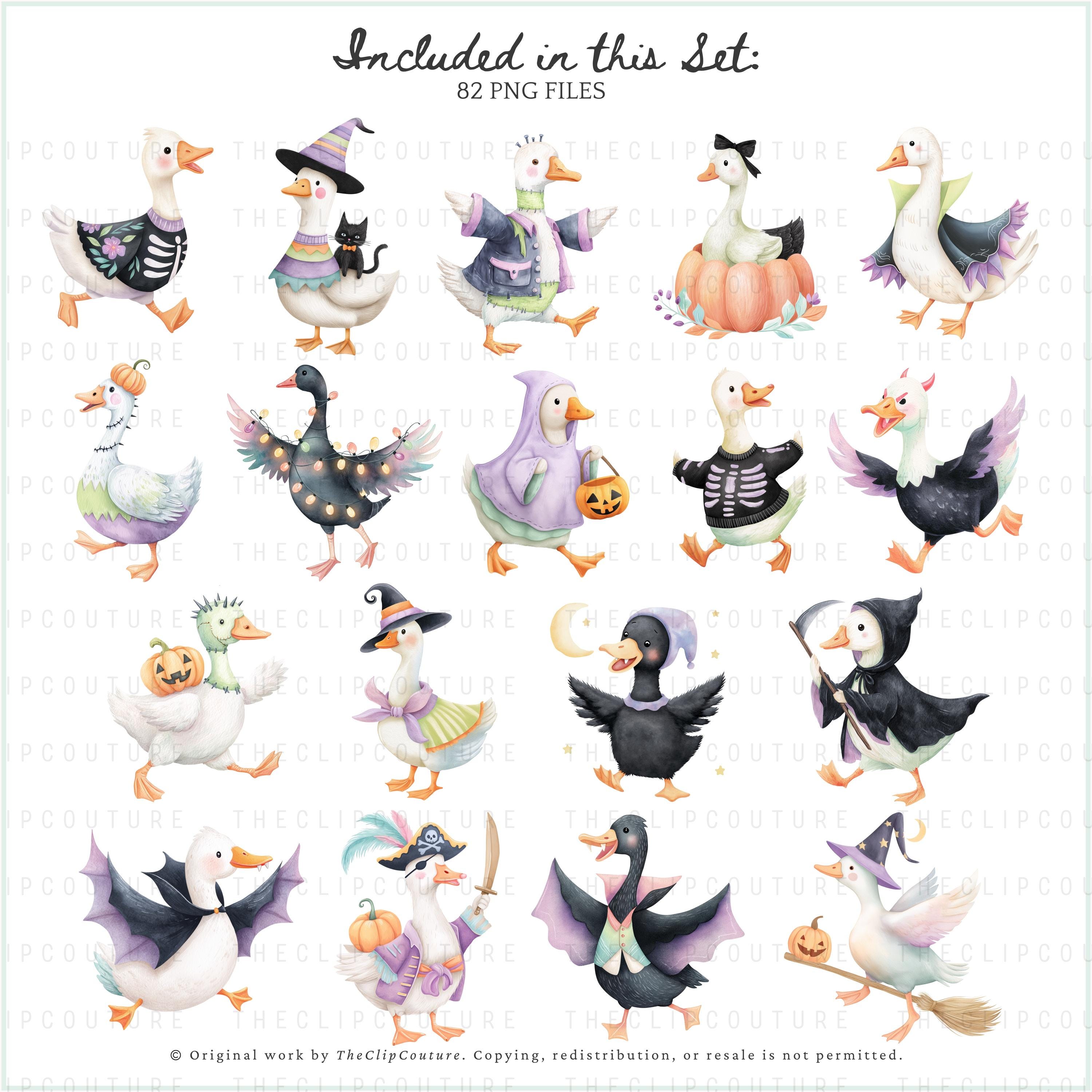Halloween Goose Clipart, Cute Spooky Geese PNG, Silly Goose Halloween ...