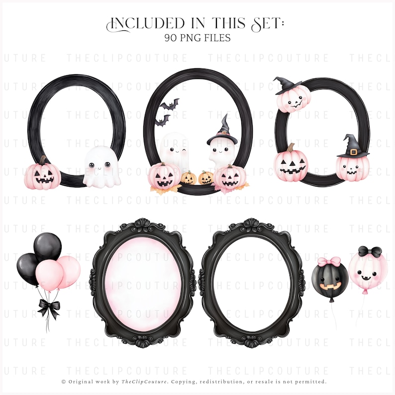 Cute Ghost Halloween Clipart, Pink Halloween Clipart, Pastel Watercolor ...