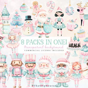 Pastel Christmas Clipart Bundle, Nutcracker, Candyland PNG, Candy Xmas ...