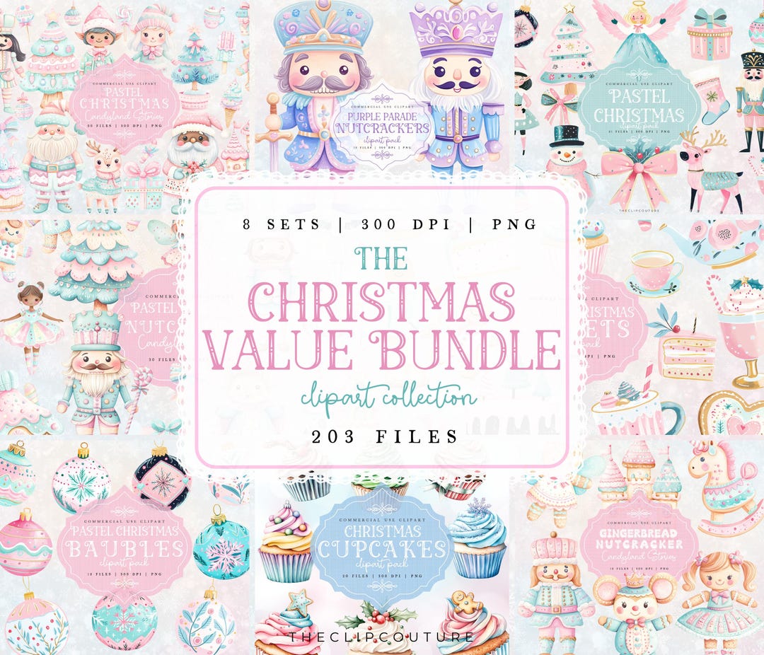 Pastel Christmas Clipart Bundle, Nutcracker PNG, Candyland Christmas ...