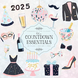 New Year's Eve Clipart, New Year's PNG, 2025 Clipart, Holiday Clipart ...