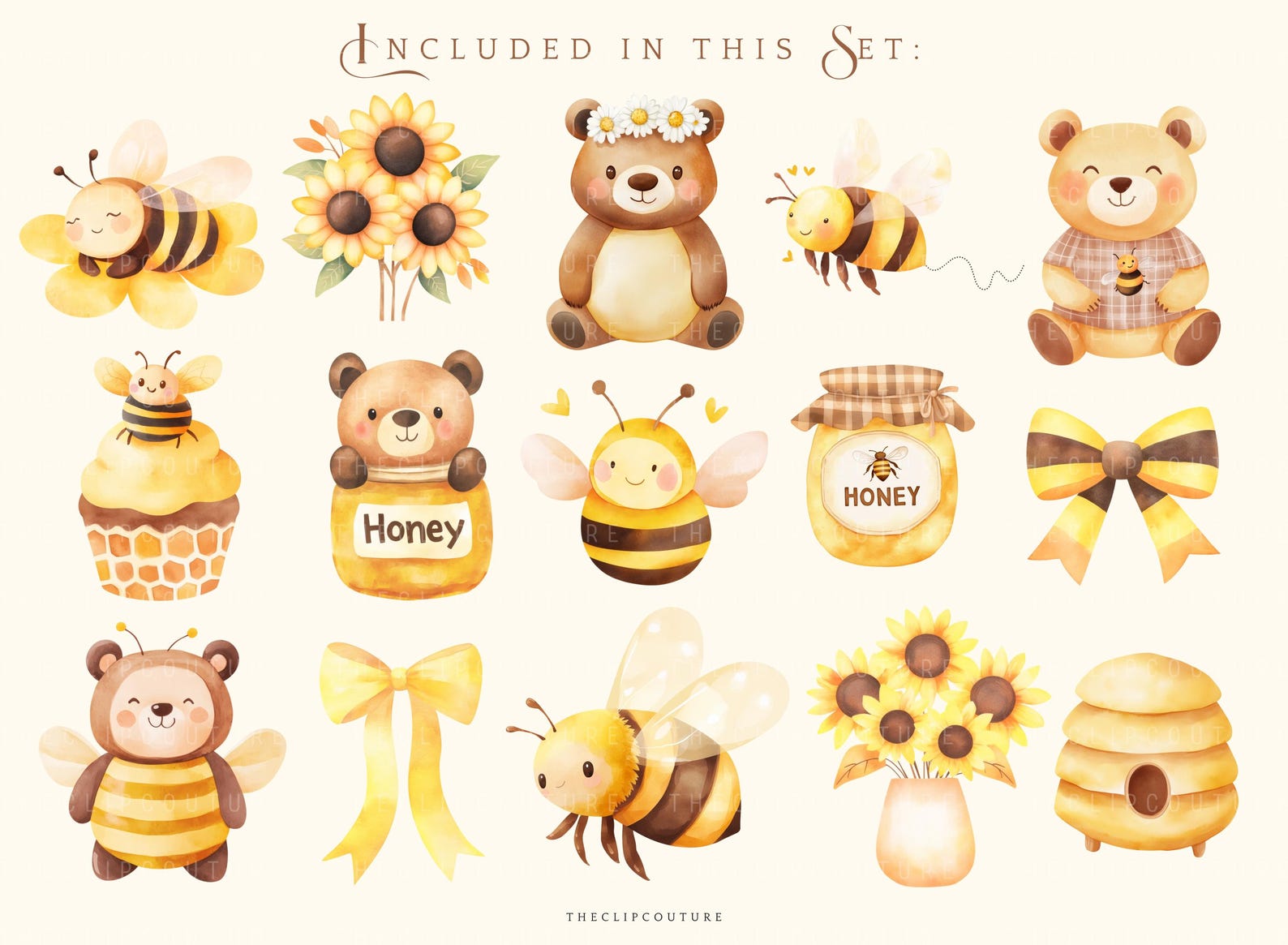 Bee and Bear Clipart, Honey Bear Graphics PNG, Bumble Bee Honey Nursery ...