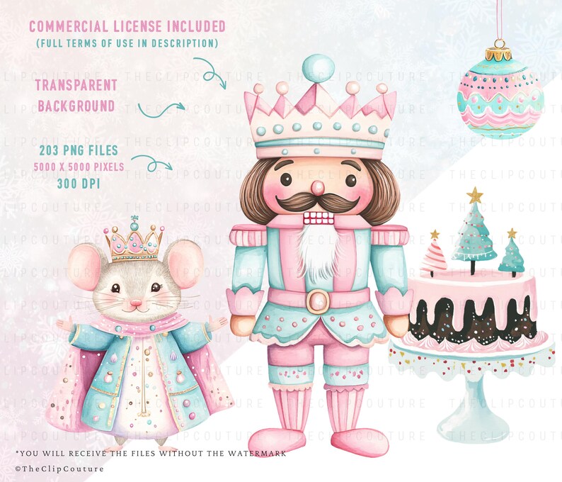 Pastel Christmas Clipart Bundle, Nutcracker, Candyland PNG, Candy Xmas ...