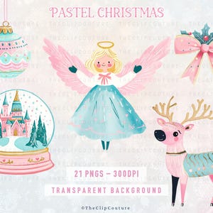 Pastel Christmas Clipart, Pink Christmas PNG, Gingerbread Cookie ...