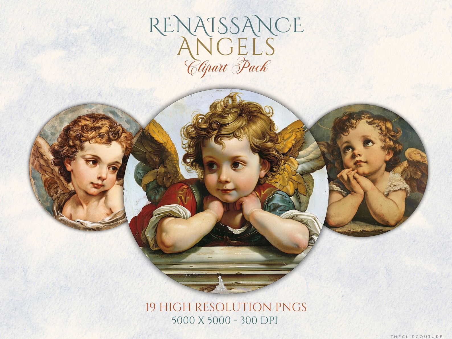 Renaissance Angels Clipart, Vintage Baby Angels, Antique Michelangelo ...