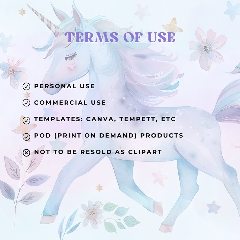 Magical Unicorn Watercolor Clipart Set for Girl's Birthday Party and ...