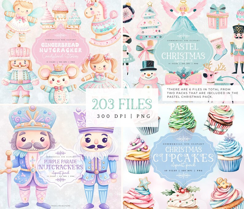 Pastel Christmas Clipart Bundle, Nutcracker, Candyland PNG, Candy Xmas ...