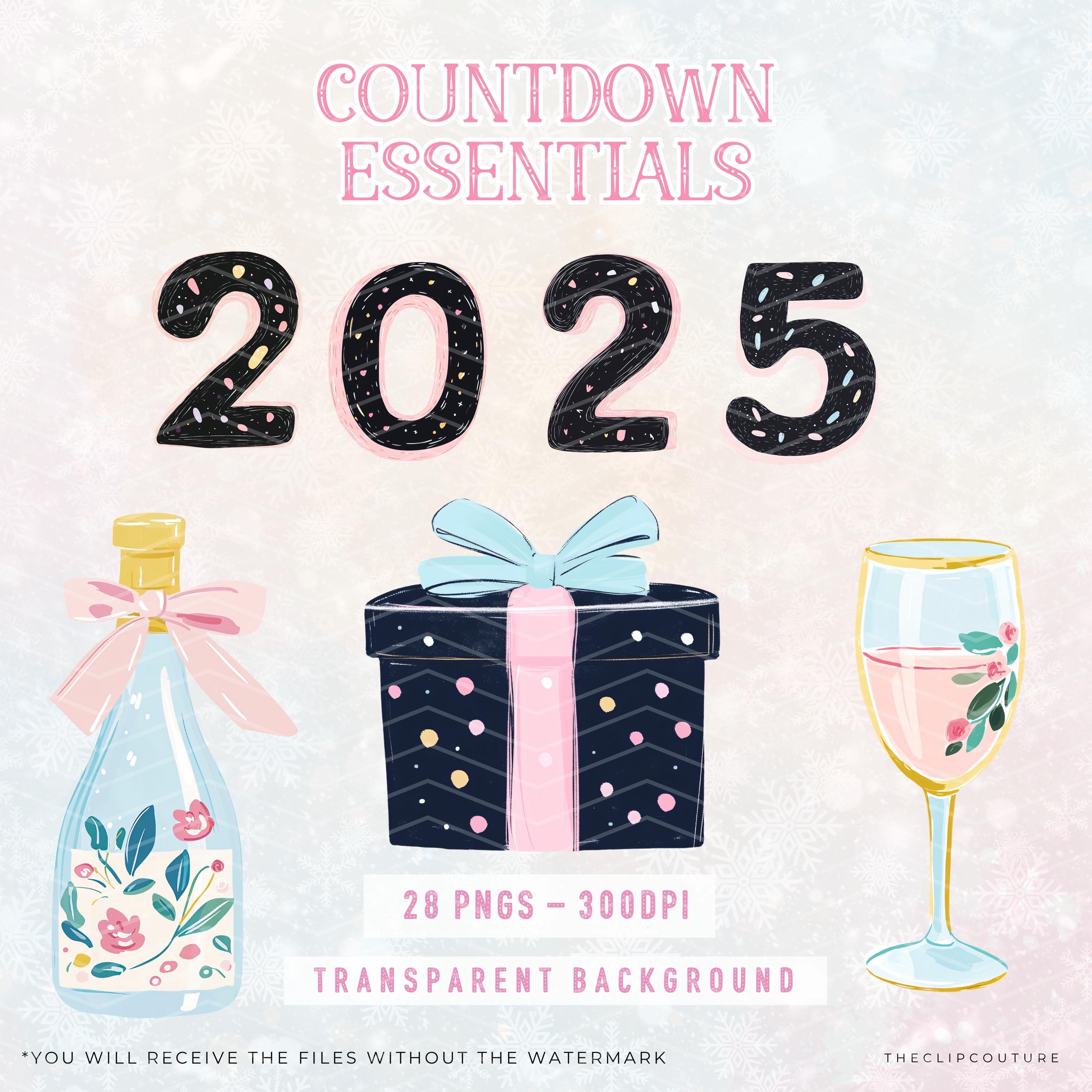 New Year's Eve Clipart, New Year's PNG, 2025 Clipart, Holiday Clipart ...