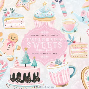 Pastel Christmas Clipart, Pink Christmas PNG, Sweets Clipart ...