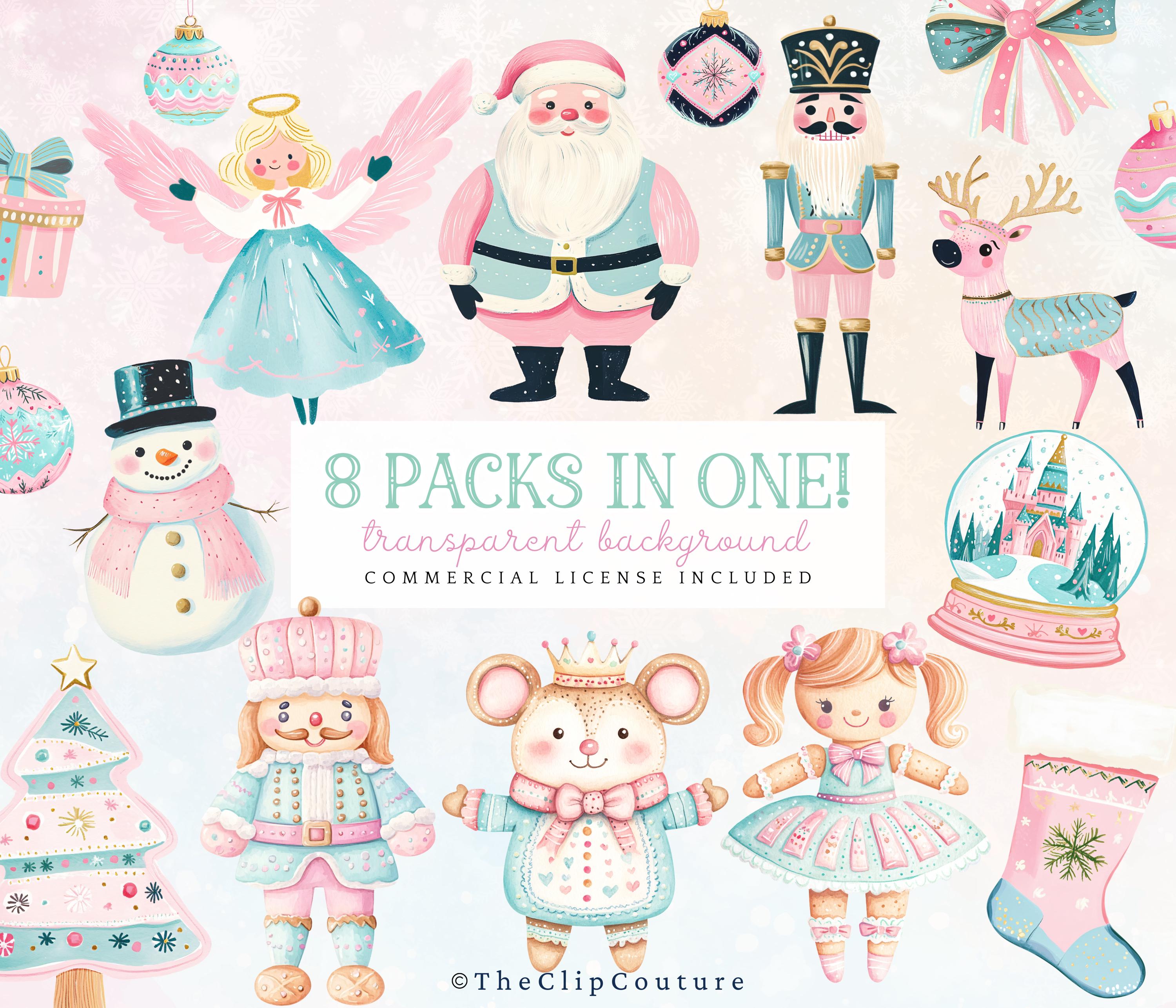 Pastel Christmas Clipart Bundle, Nutcracker, Candyland PNG, Candy Xmas ...