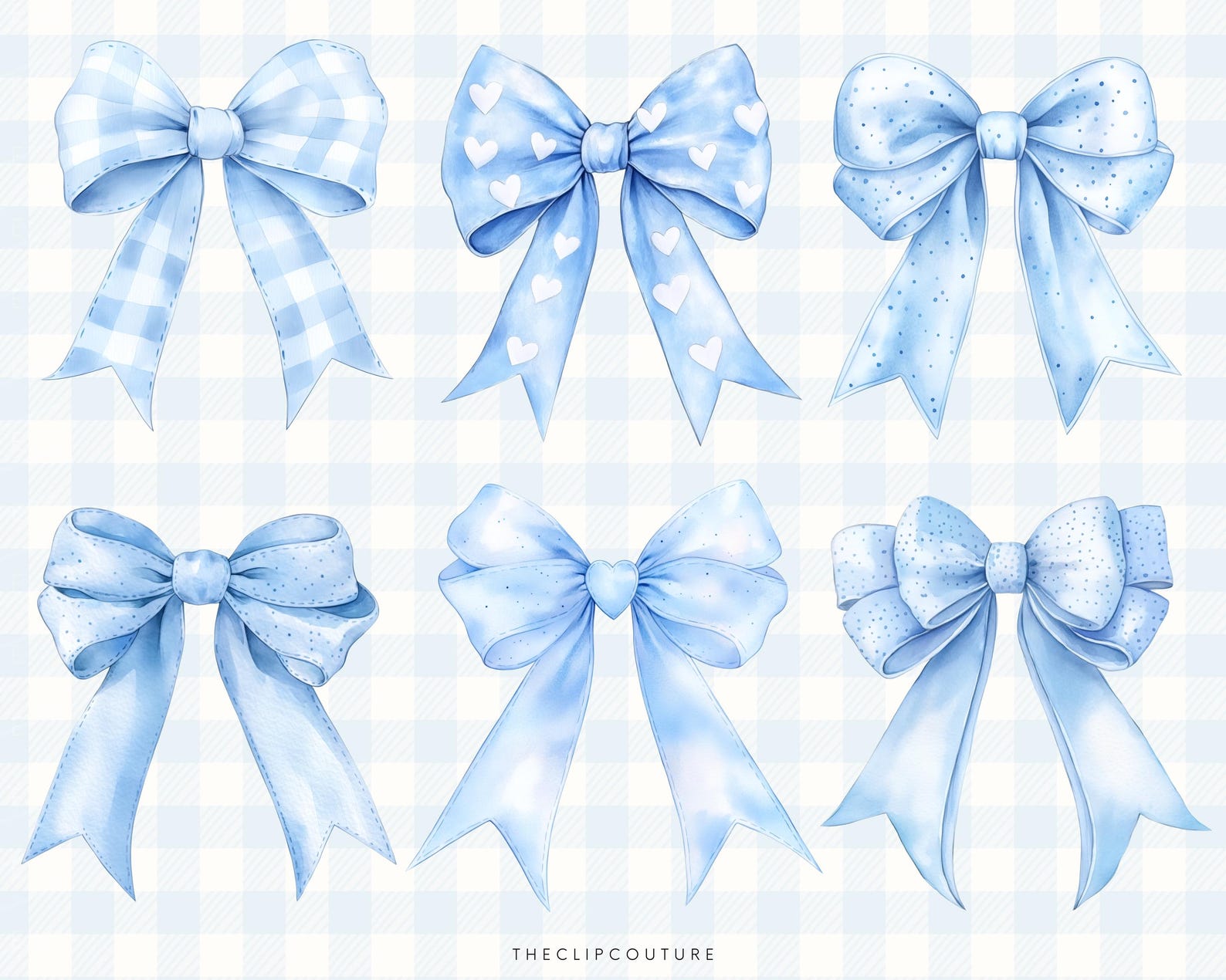 Light Blue Bows Clipart, Coquette Ribbon PNG, Watercolor Blue Bows ...