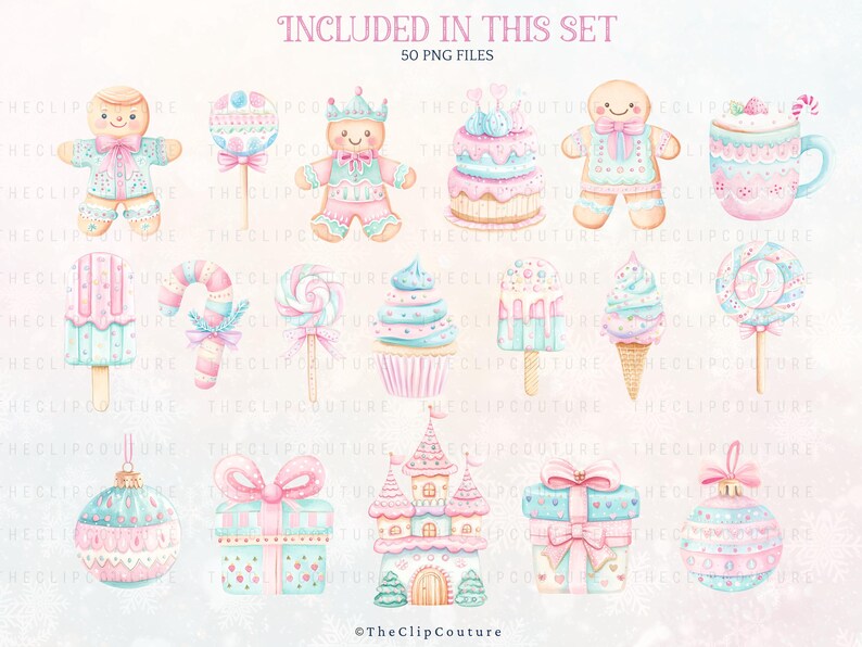 Pastel Christmas Clipart, Candyland Cute Watercolor, Nutcracker PNG ...