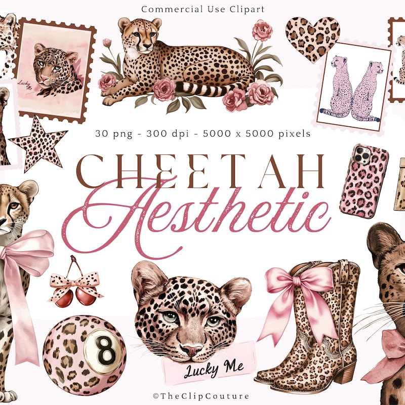 Cheetah Aesthetic Clipart - Etsy