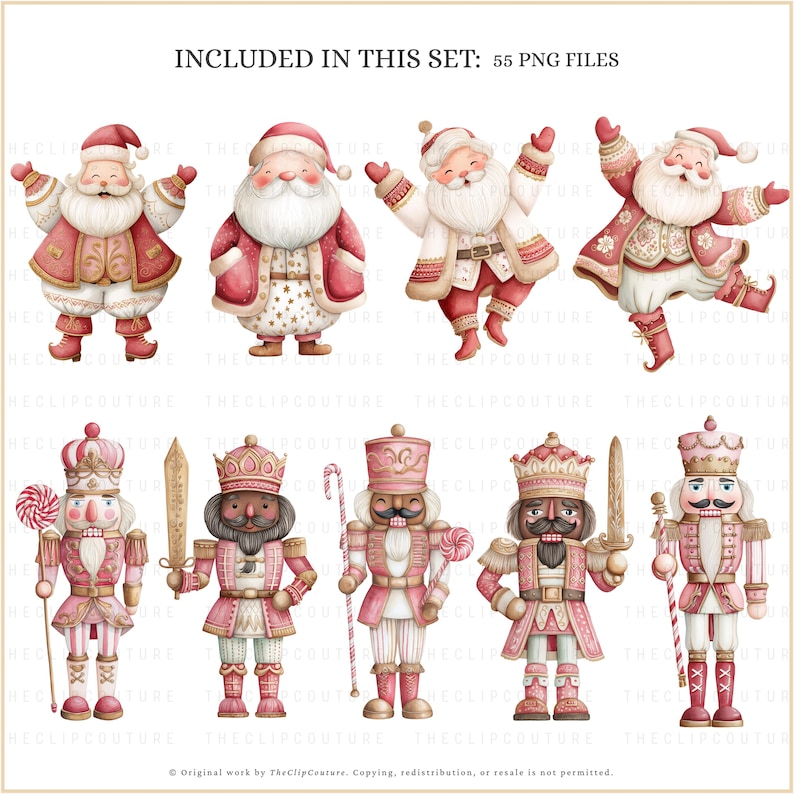 Cute Classic Christmas Clipart, Nutcracker PNG, First Christmas, Santa ...