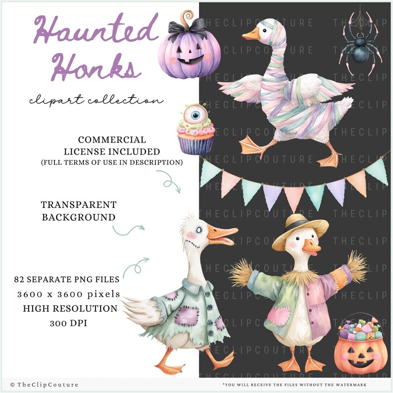 Halloween Goose Clipart, Cute Spooky Geese PNG, Silly Goose Halloween ...