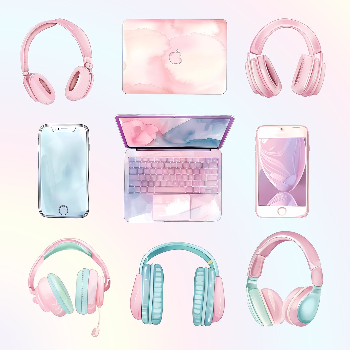 Cute Clipart Bundle for Social Media, Watercolor Influencer Graphics ...