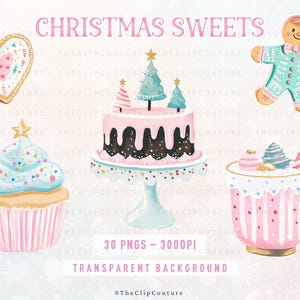 Pastel Christmas Clipart, Pink Christmas PNG, Sweets Clipart ...