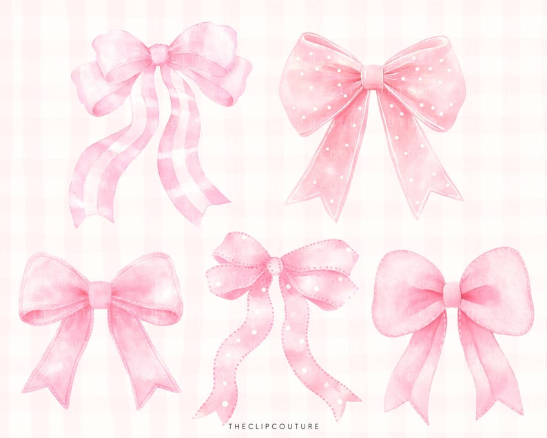 Lazos rosas clipart, lazo coqueto PNG, lazos rosas PNG acuarela ...