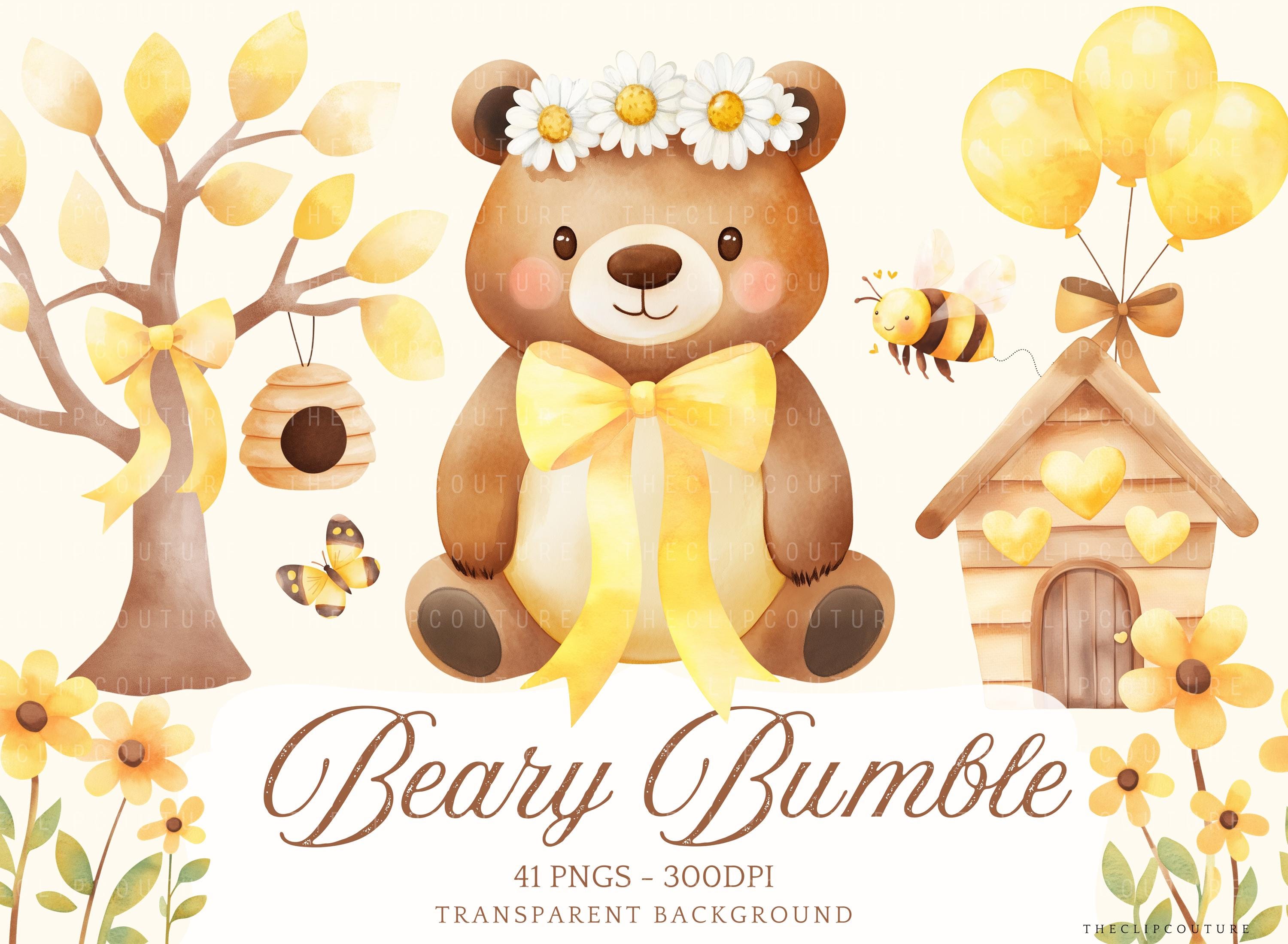 Bee and Bear Clipart, Honey Bear Graphics PNG, Bumble Bee Honey Nursery ...