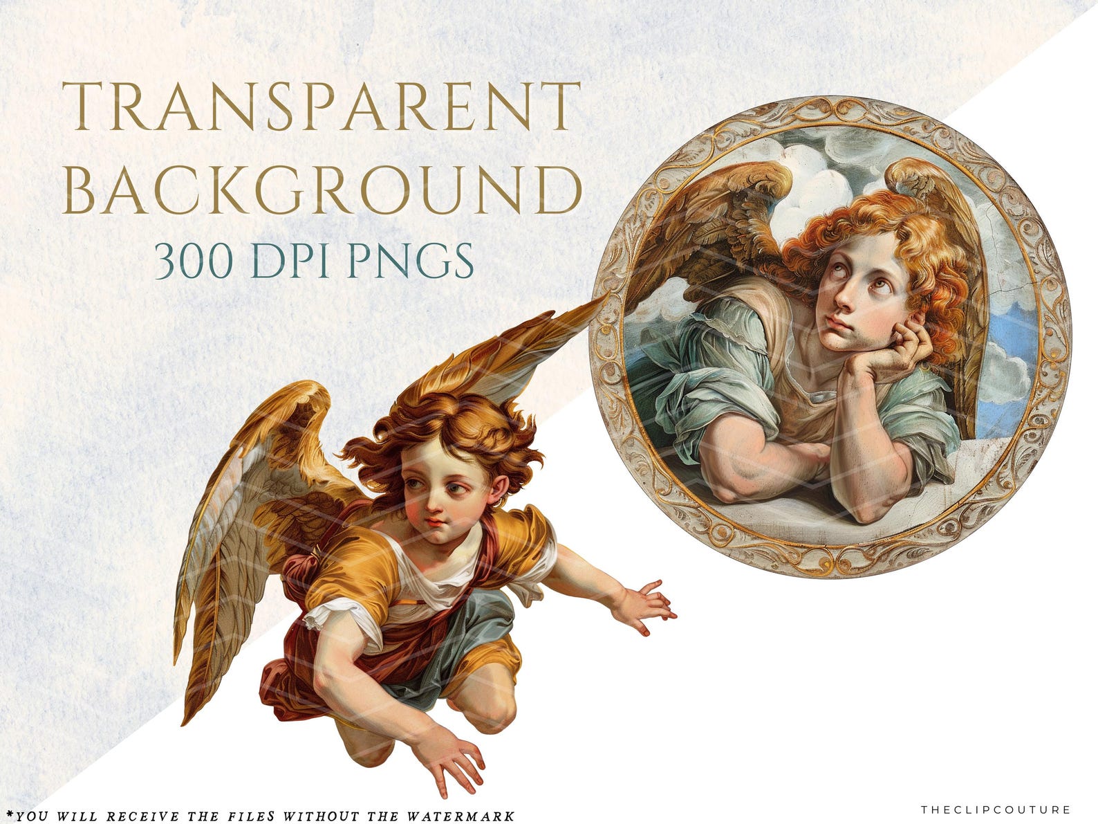 Renaissance Angels Clipart, Vintage Baby Angels, Antique Michelangelo ...
