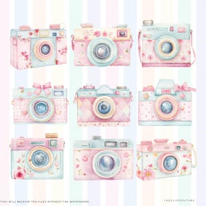 Vintage Camera Clipart, Retro Watercolor Camera PNG, Kawaii Cameras ...