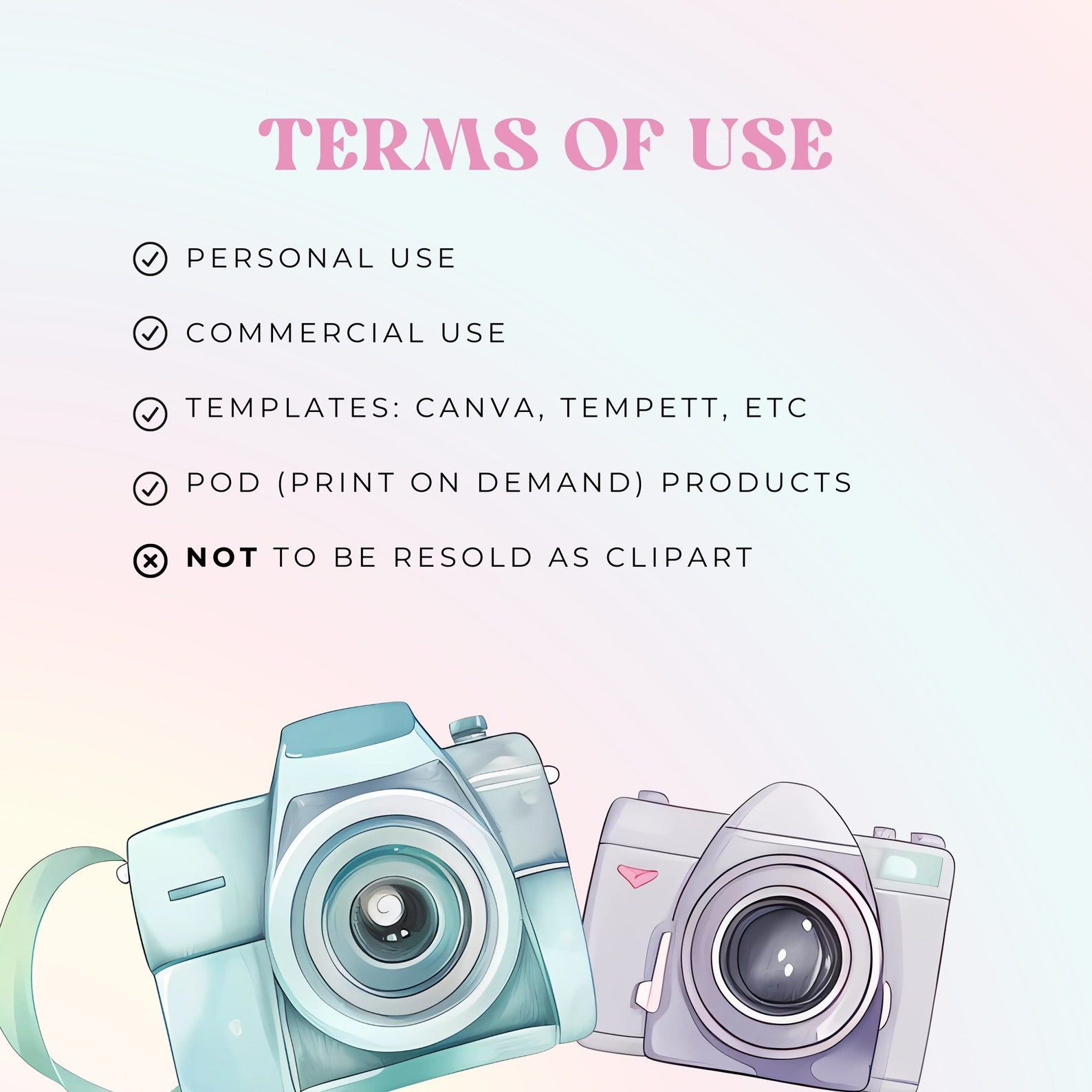 Vintage Camera Clipart Set, Polaroid Watercolor Kawaii Photography ...