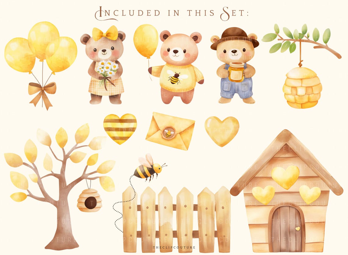 Bee and Bear Clipart, Honey Bear Graphics PNG, Bumble Bee Honey Nursery ...